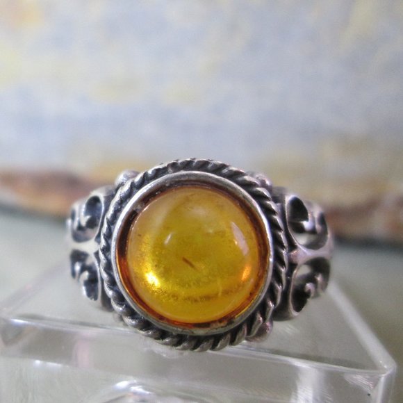 WhyteWing | Jewelry | Deep Honey Amber Ring Sterling Silver Pierced ...